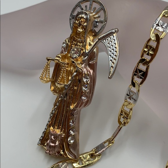 Accessories | Grim Reaper And Chain 3 Tone Gold Plated | Poshmark